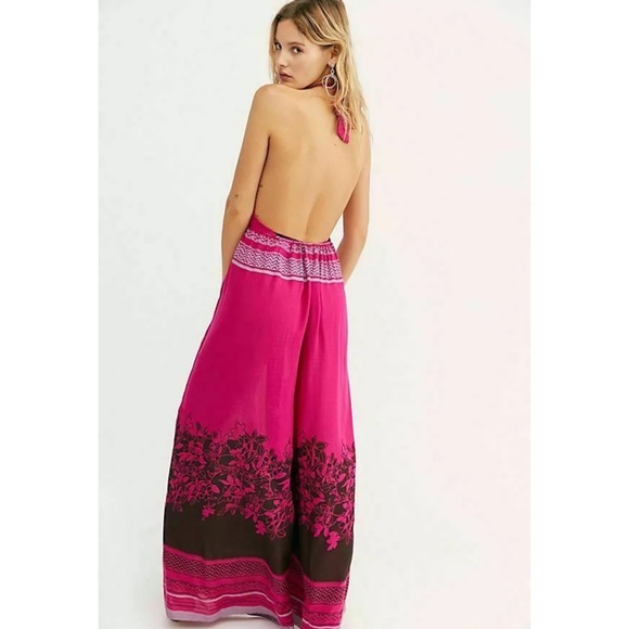 Free People | Pants & Jumpsuits | Free People Printed Halter Jumpsuit ...